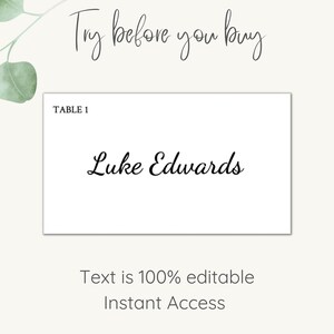 Printable Wedding Name Cards Template Digital Download - Etsy