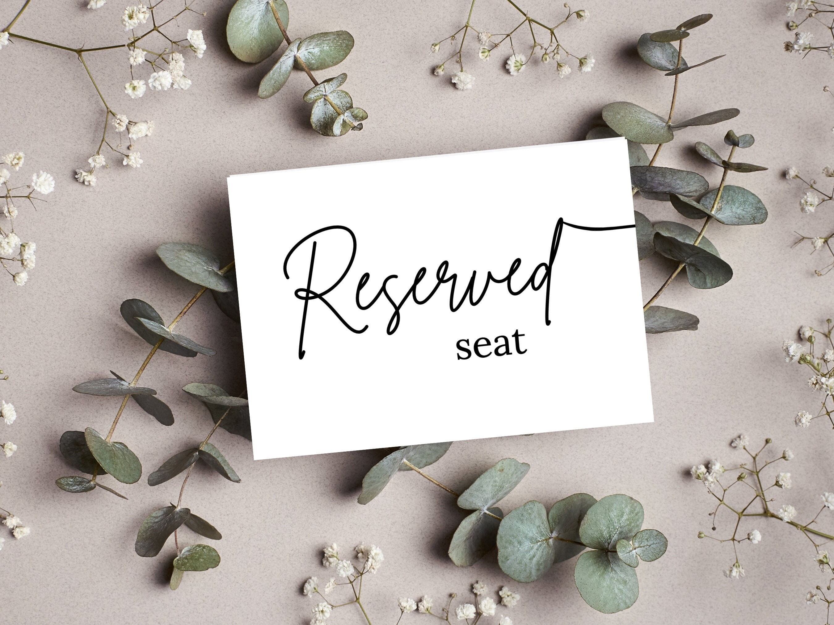 Reserved Sign, Reserved Seat Sign, Reserved for Sign, Wedding ...