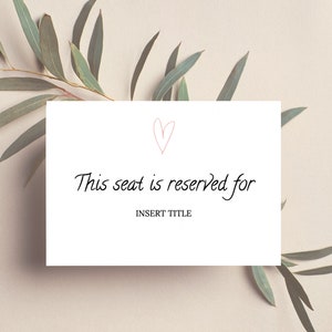 Reserved Seat Sign, Reserved Seat Sign Wedding, Wedding Reserved Seat ...