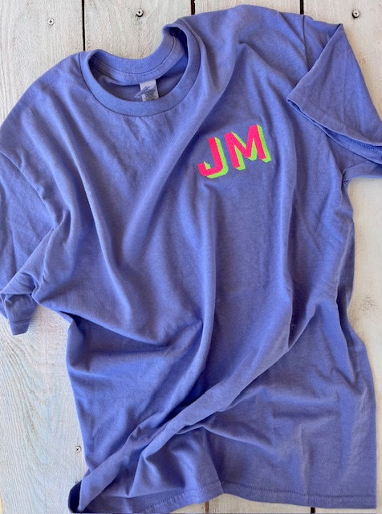 Youth Neon Shadow Block Monogram T-shirt, Neon Embroidered Monogram ...