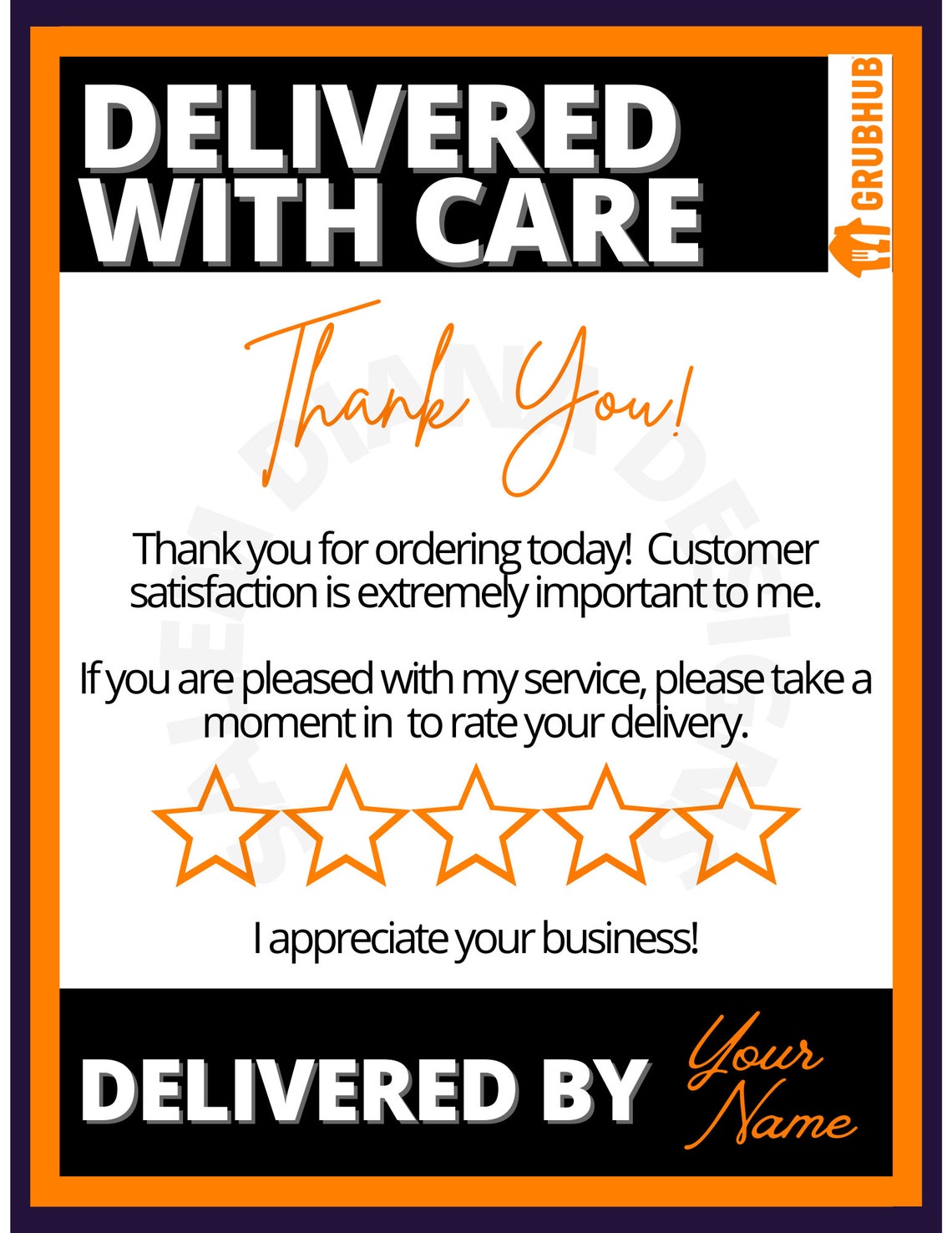 Thank You Card for Customer Orders Printable Delivery Driver - Etsy