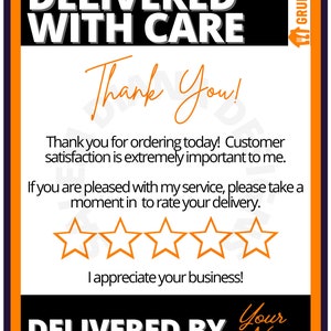 Thank You Card for Customer Orders Printable Delivery Driver - Etsy