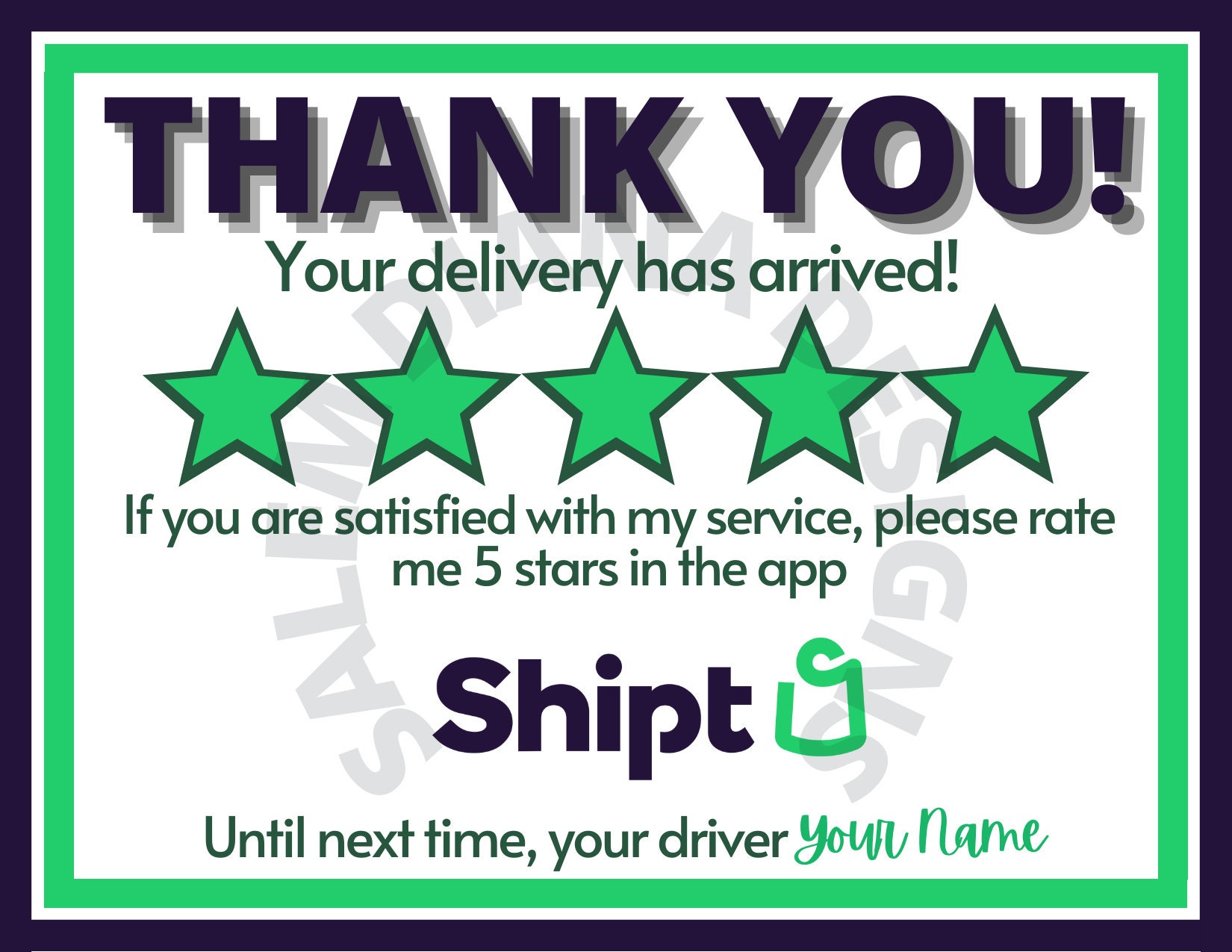 Thank You Card for Customer Orders Printable Delivery Driver - Etsy