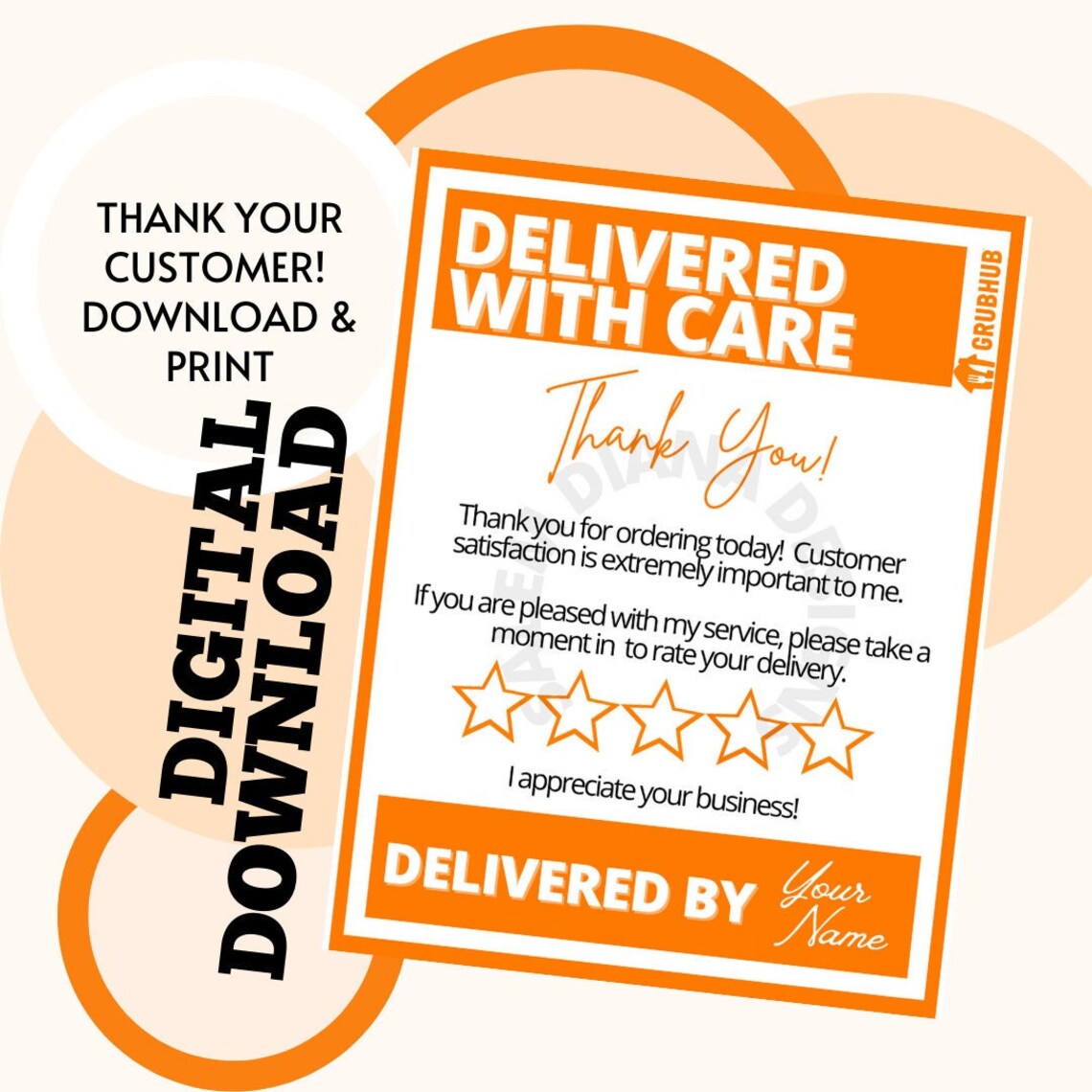 Thank You Card for Customer Orders Printable, Delivery Driver, Thank ...