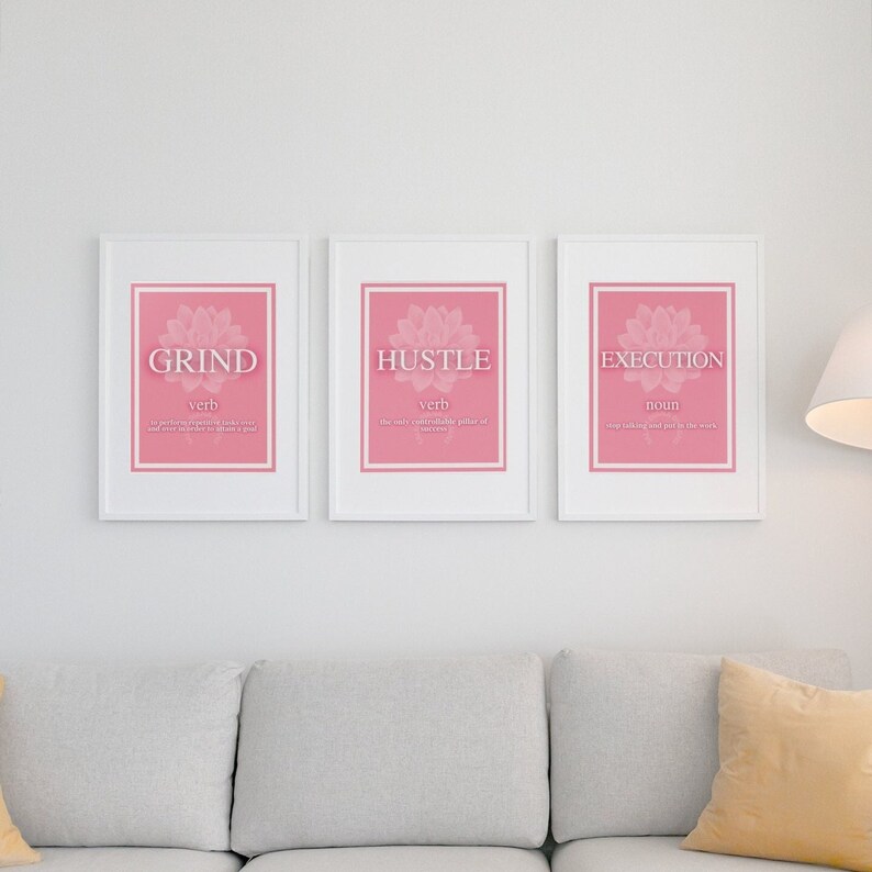 Motivational Office Posters Pink Inspirational Grind - Etsy
