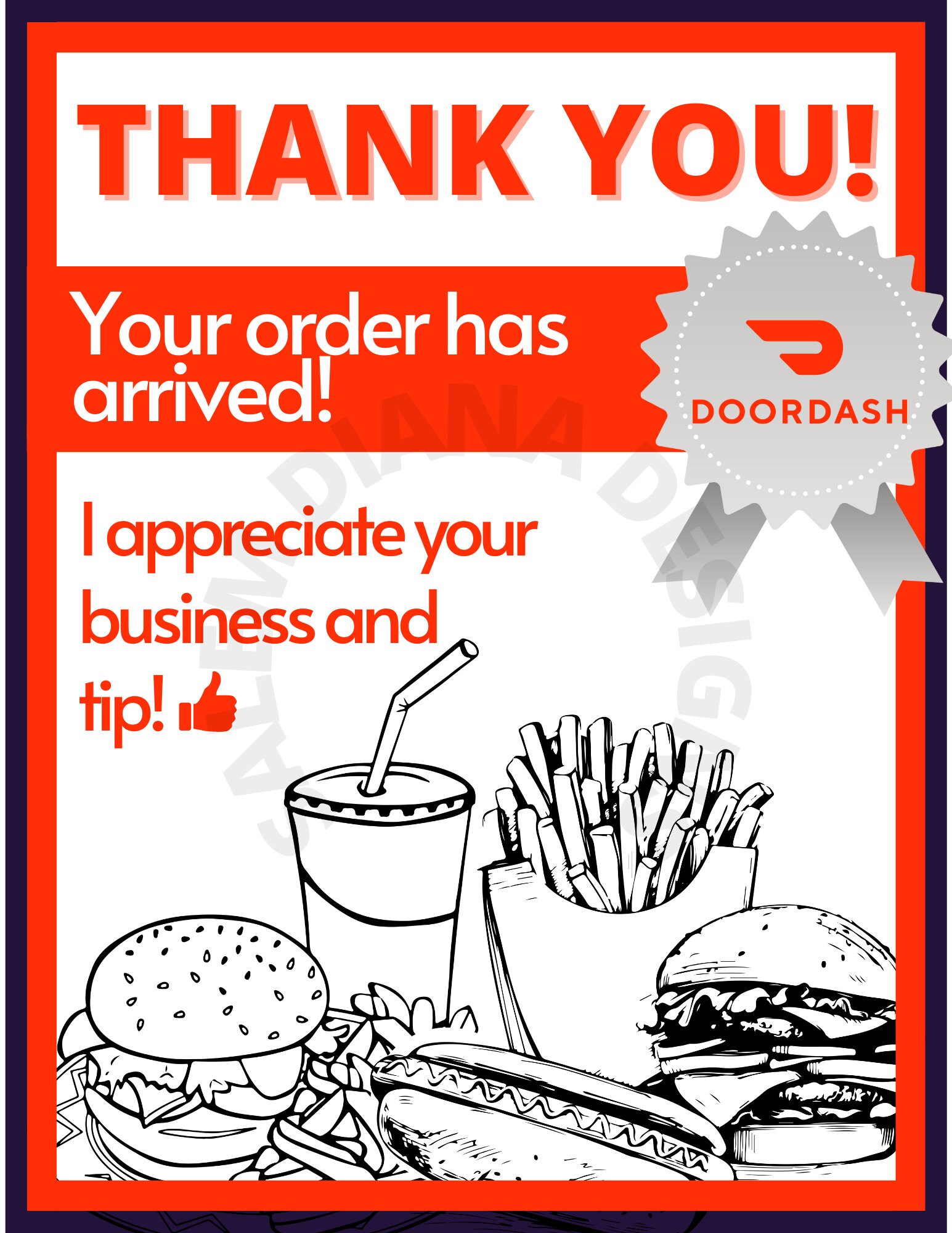 Thank You Card for Customer Orders Printable, Delivery Driver, Thank ...