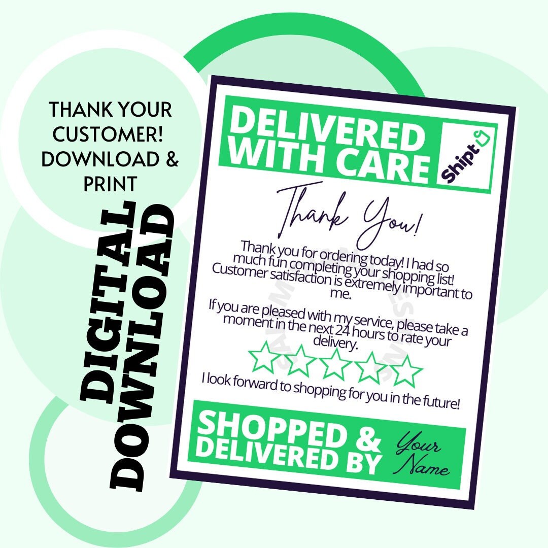 Thank You Card for Customer Orders Printable Delivery Driver - Etsy