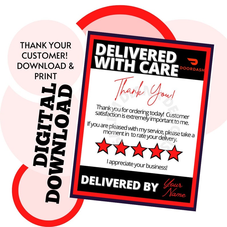Thank You Card for Customer Orders Printable Delivery Driver - Etsy