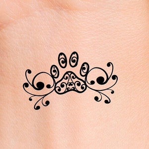Paw Print Swirls Temporary Tattoo | Etsy