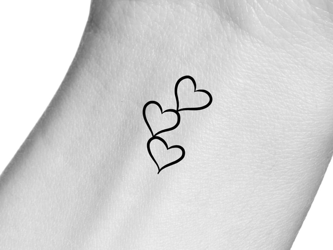 3 Connecting Hearts Temporary Tattoo - Etsy