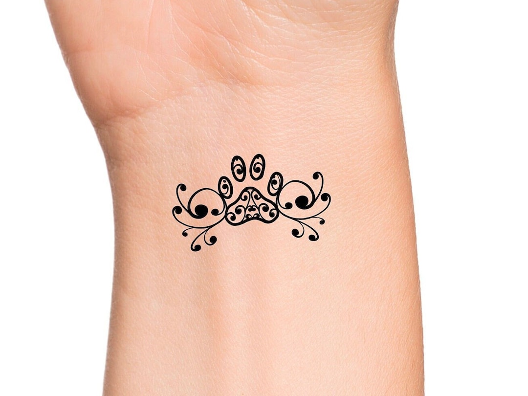 Paw Print Swirls Temporary Tattoo - Etsy