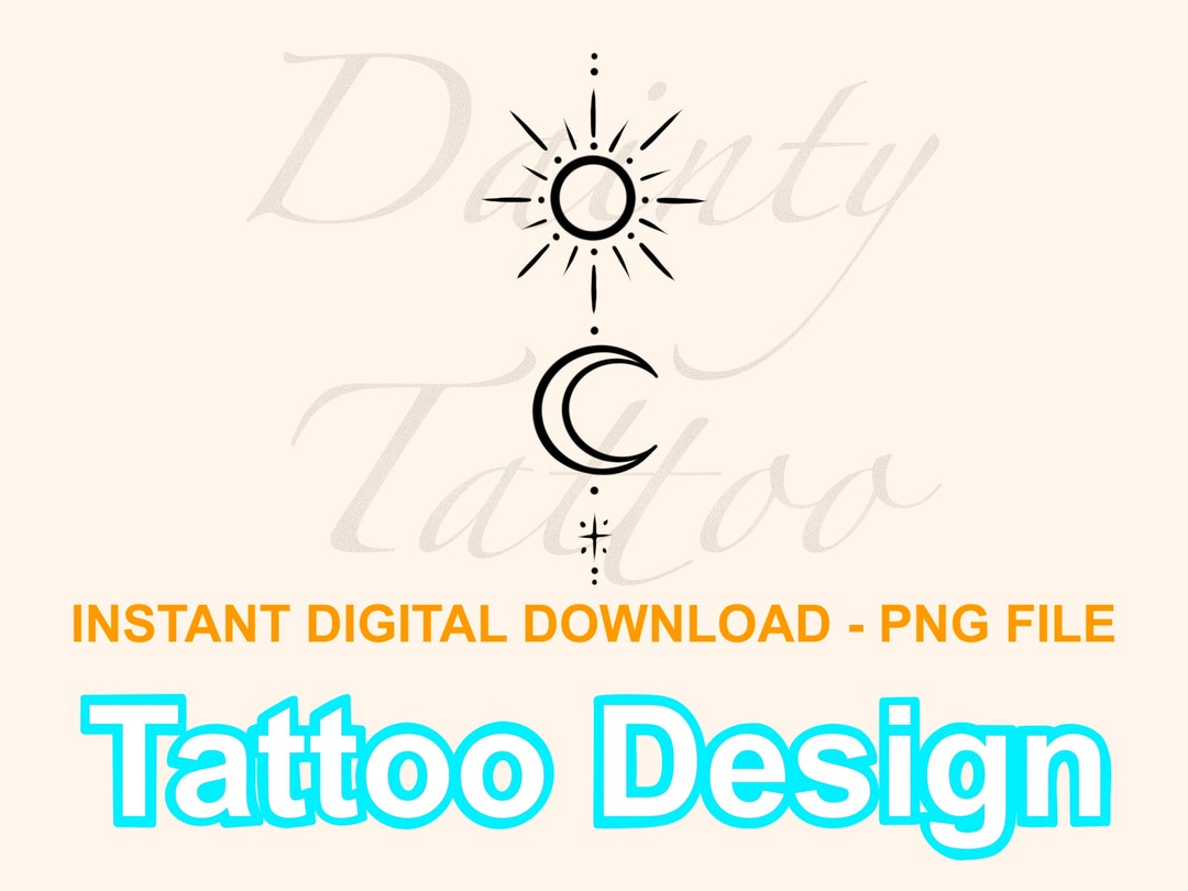Sun and Moon Star Tattoo Design Digital Download PNG - Etsy