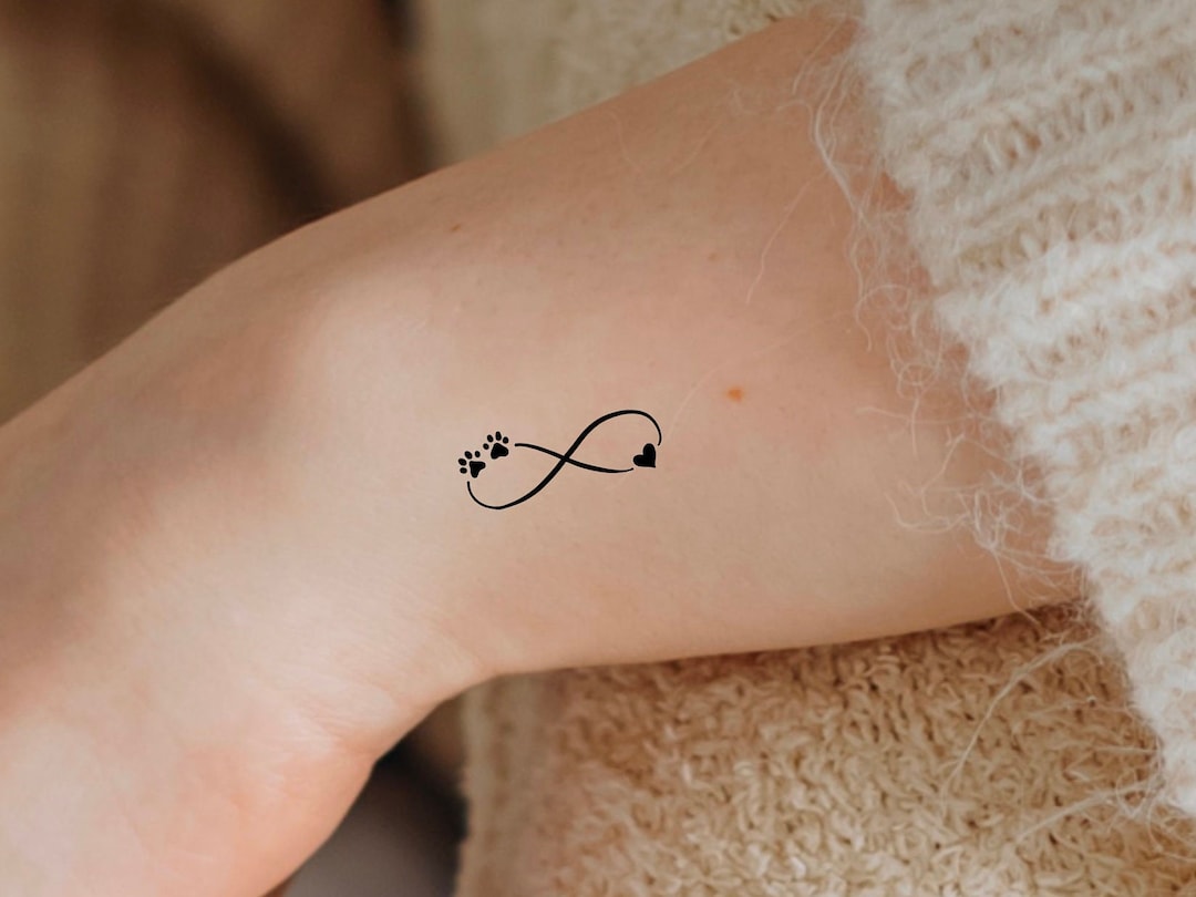 Paw Print Infinity Heart Temporary Tattoo - Etsy