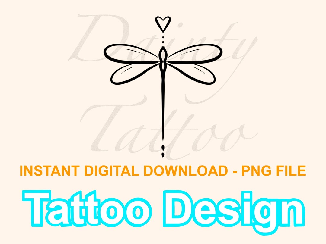 Dragonfly Heart Tattoo Design Digital Download PNG - Etsy