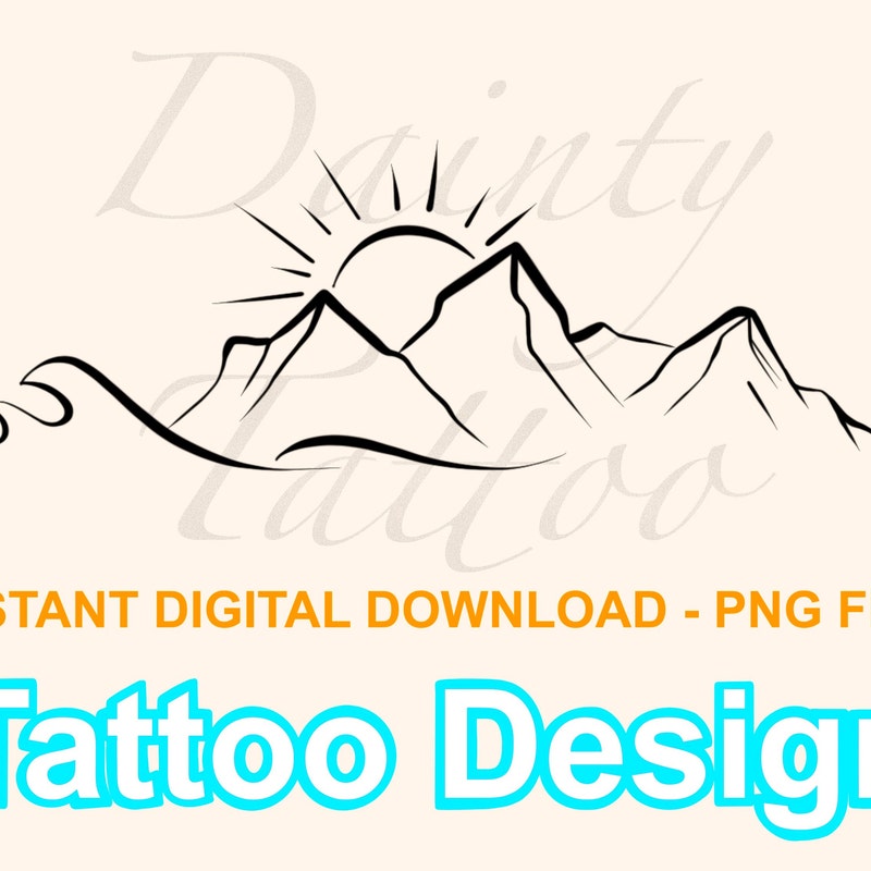 Mountain Sun Wave Tattoo - Etsy
