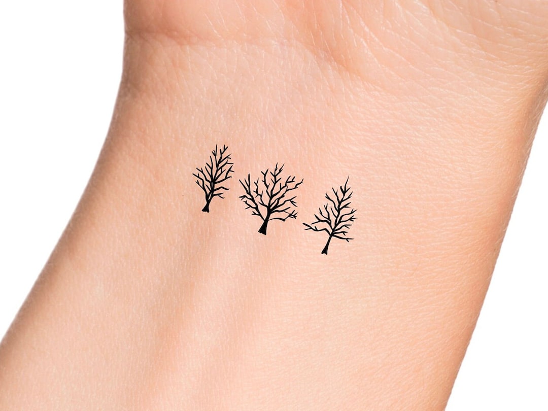 3 Trees Temporary Tattoo / Minimalist Trees Tattoo - Etsy