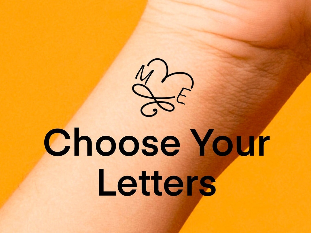 Custom Heart Infinity Initials Temporary Tattoo / Custom Heart Letters ...