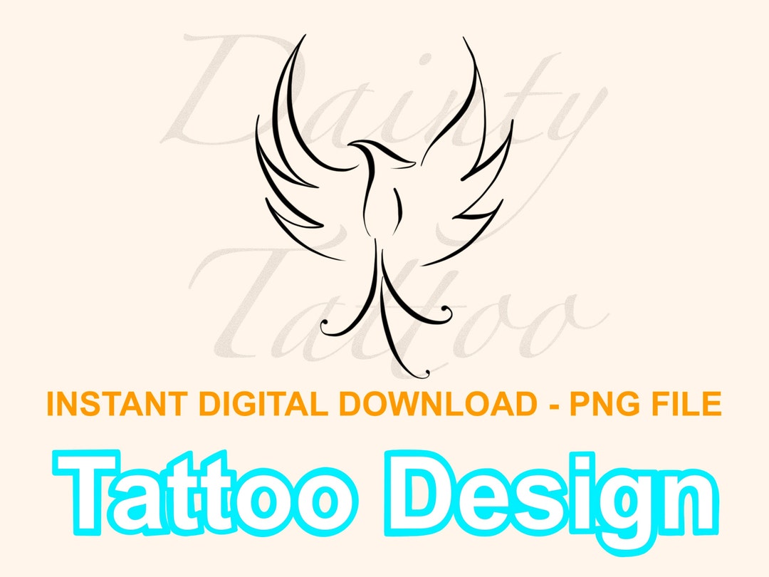 Small Phoenix Tattoo Design Digital Download PNG - Etsy