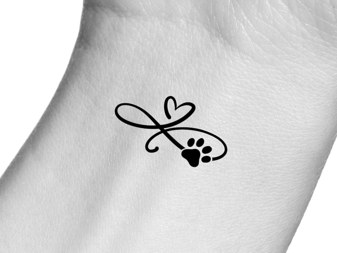 Paw Print Infinity Heart Temporary Tattoo / Dog Tattoo - Etsy