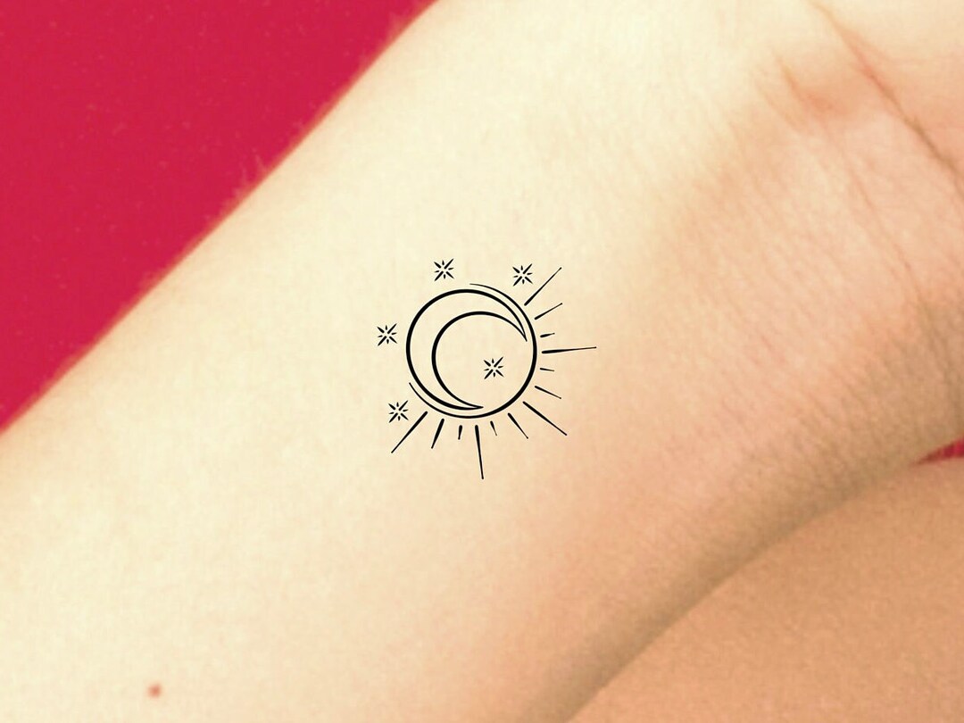 Moon Sun Stars Temporary Tattoo - Etsy
