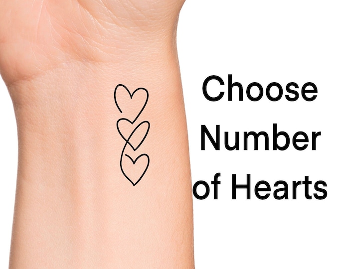 Three Hearts Temporary Tattoo Sticker set of 4 - Etsy