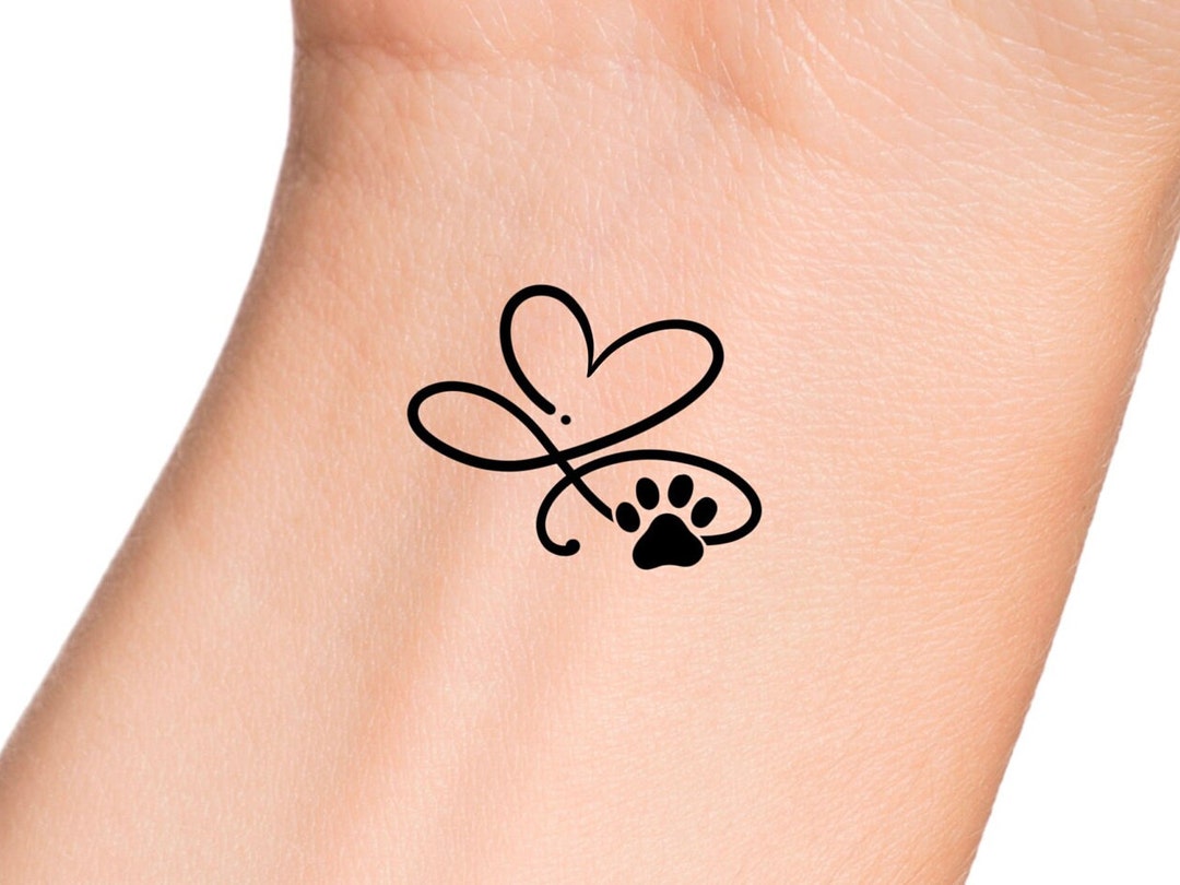 Paw Print Infinity Heart Temporary Tattoo / Dog Tattoo - Etsy