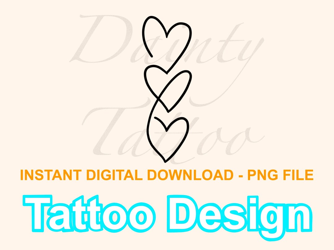 3 Hearts Connecting Tattoo Design Digital Download PNG - Etsy