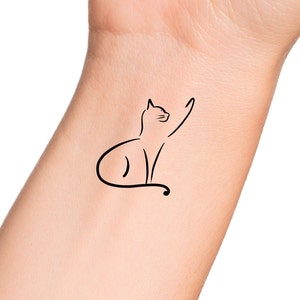 Cat Swirl Temporary Tattoo / Cat Tattoo / Animal Tattoo - Etsy