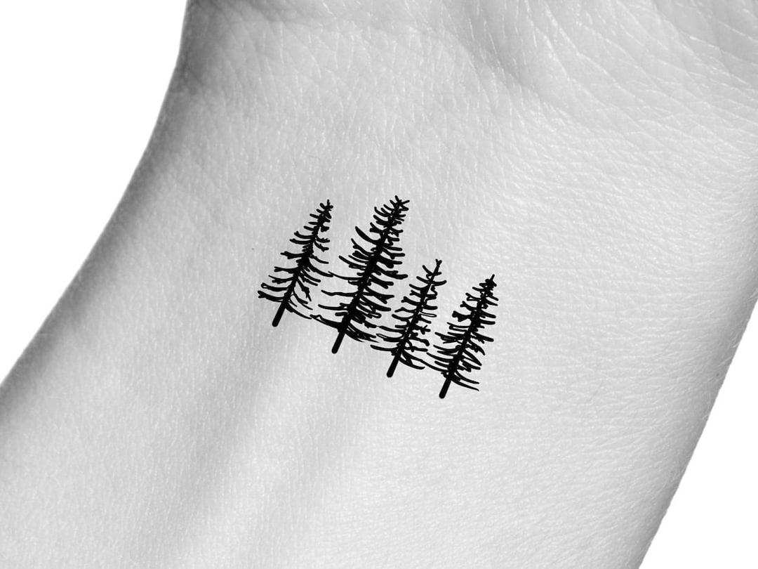 4 Trees Temporary Tattoo / Minimalist Trees Tattoo - Etsy