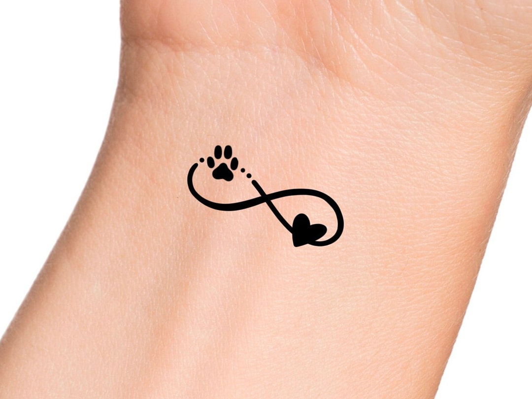 Infinity Paw Print Heart Temporary Tattoo - Etsy