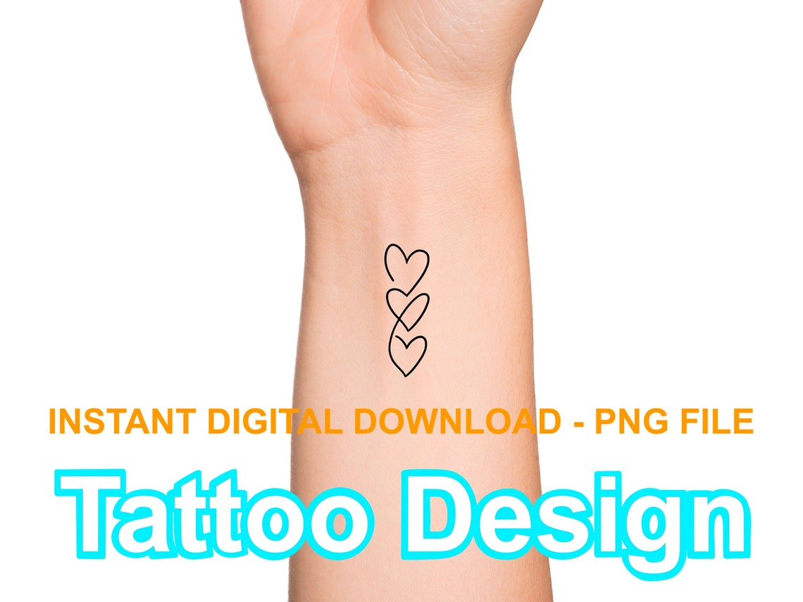 3 Hearts Connecting Tattoo Design Digital Download PNG - Etsy