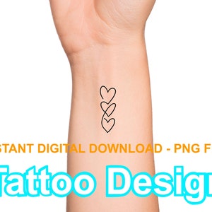3 Hearts Connecting Tattoo Design Digital Download PNG - Etsy