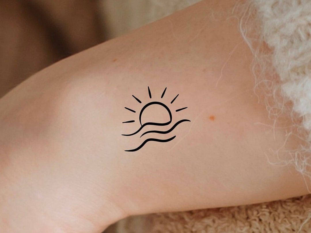 Sun Waves Temporary Tattoo / Tiny Sun Tattoo - Etsy