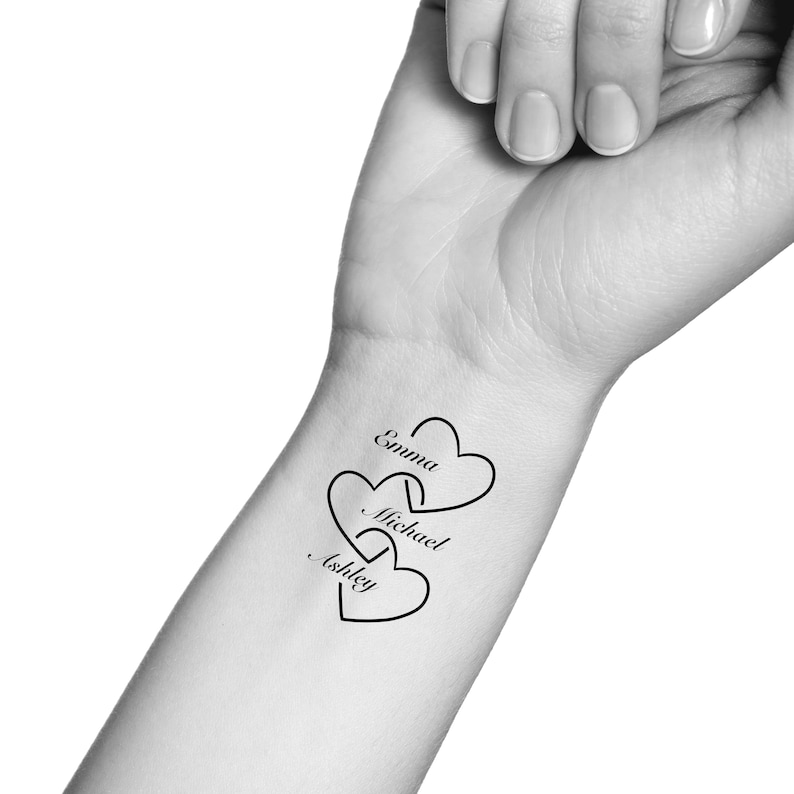 Custom Names Temporary Tattoo / Custom Hearts Tattoo - Etsy