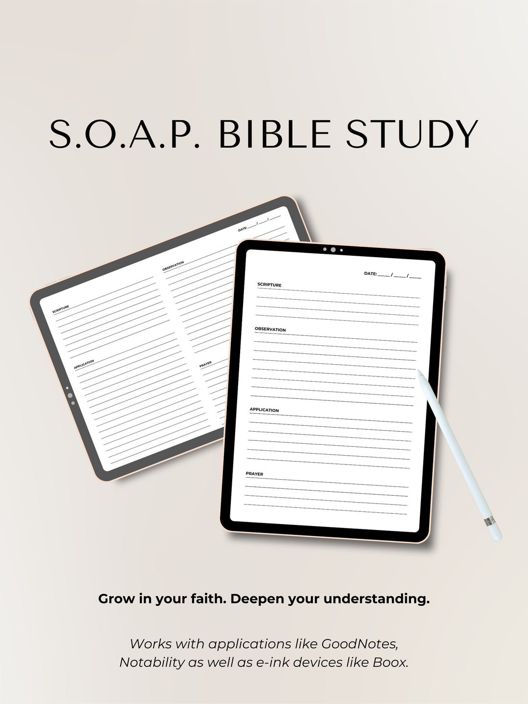 S.O.A.P. Bible Study Template Portrait & Landscape Printable Digital ...