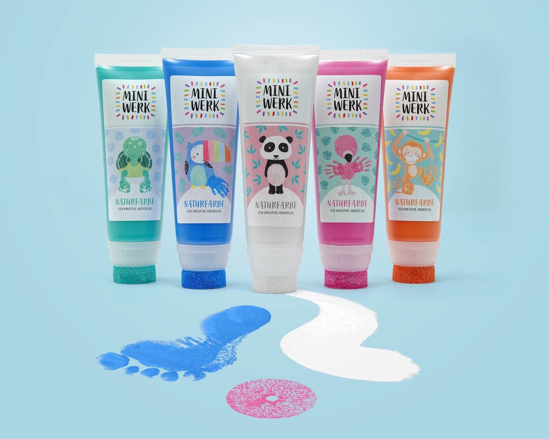 Organic Color Footprint Baby and Handprint in Natural Color Set of 5 ...