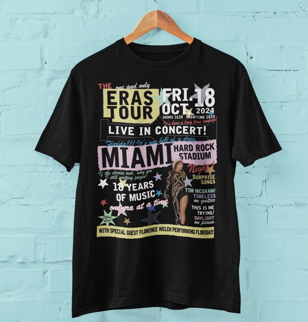 MIAMI ERAS Hard Rock NIGHT 1 10/18/24 Eras Tour T-shirt - Etsy