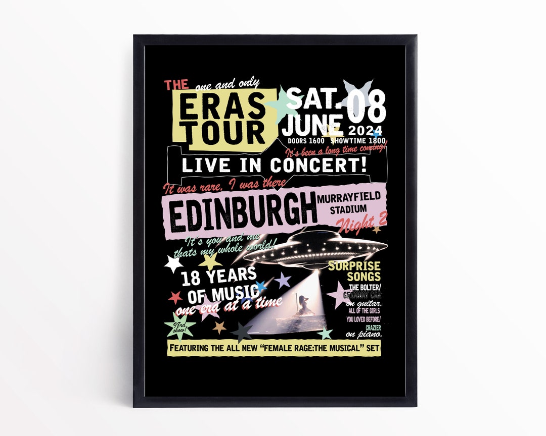 EDINBURGH NIGHT 2 Eras A4/A3 Poster Print Vintage Retro Style Concert Poster - Etsy