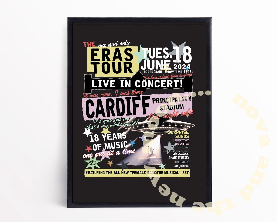 CARDIFF ERAS PRINT Eras A4/A3 Poster Print Vintage Retro Style Concert ...