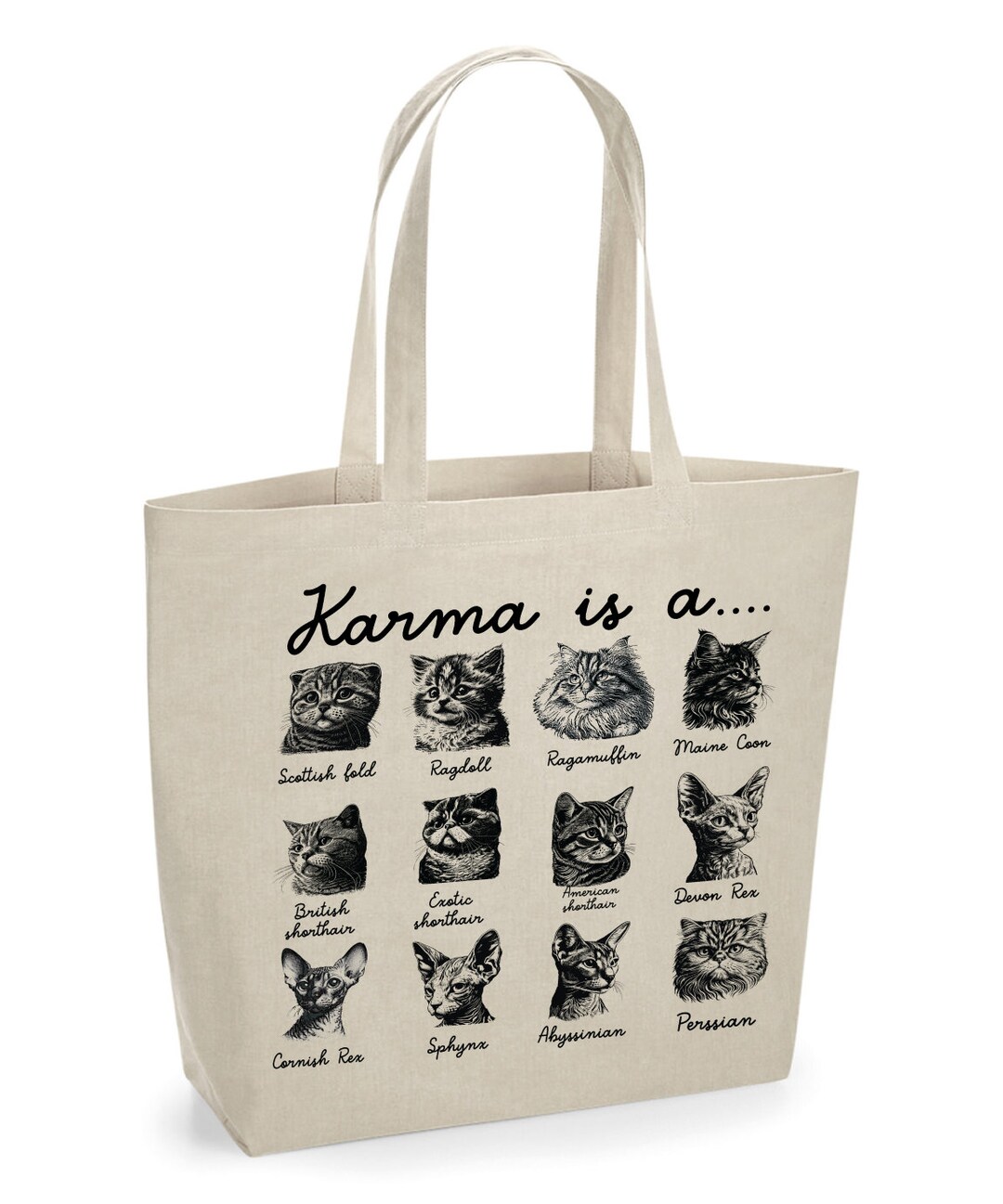 Cat Breeds Tote Bag TS Karma Shopping Tote - Etsy