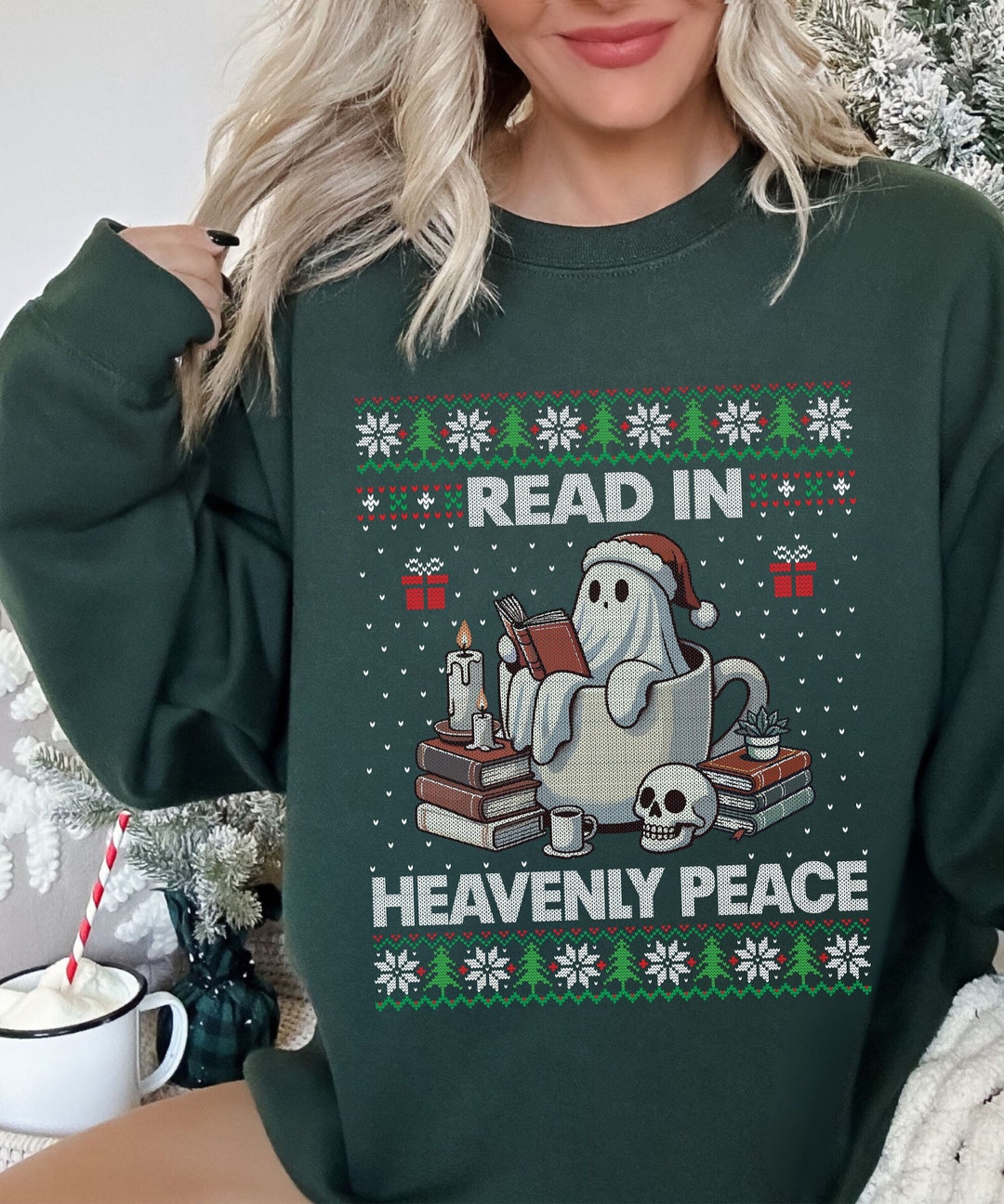 Bookish Sweatshirt for Bookworm Ugly Christmas Sweater for Book Lover ...