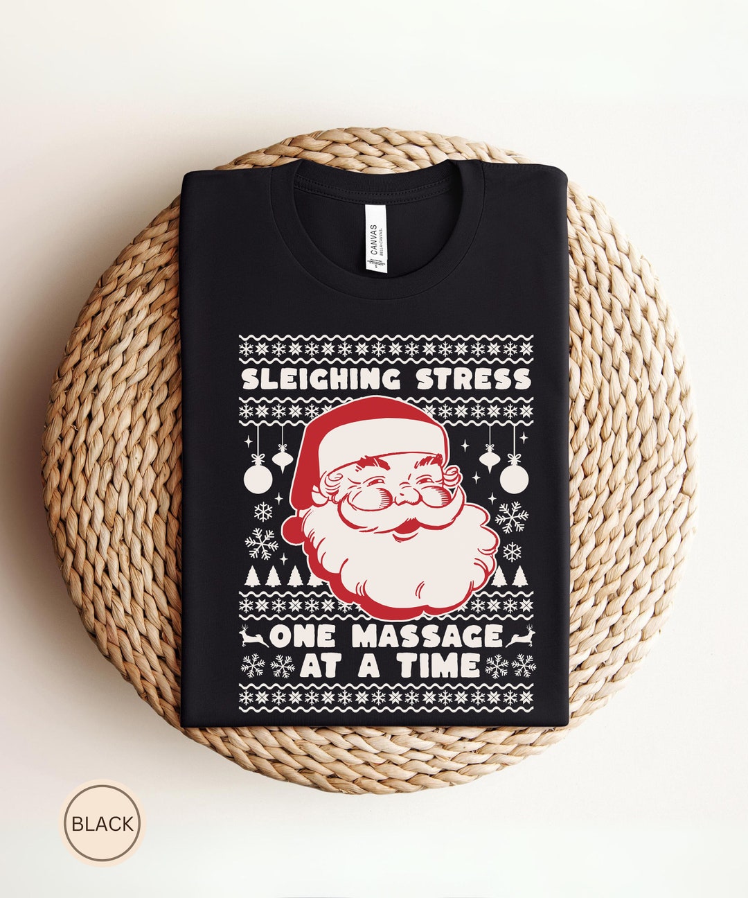 Funny Massage Therapist Christmas Shirt, Santa Ugly Sweater Style - Etsy