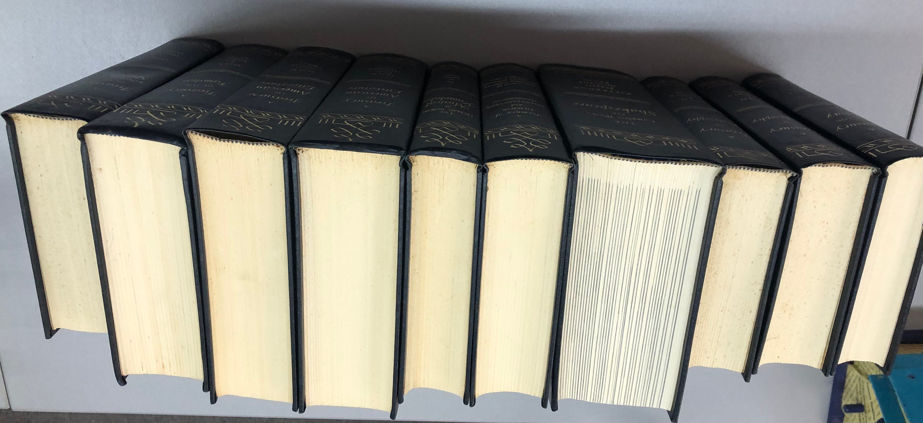 10 Volume Treasury by Grolier, Navy and Gilt Bookcase Showpiece - Etsy