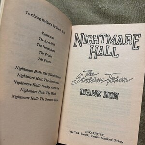 Diane Hoh, Nightmare Hall #5 the Scream Team, Vintage 1993 Scholastic ...