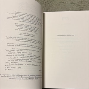 Veronica Franco, Poems and Selected Letters, Jones and Rosenthal - Etsy