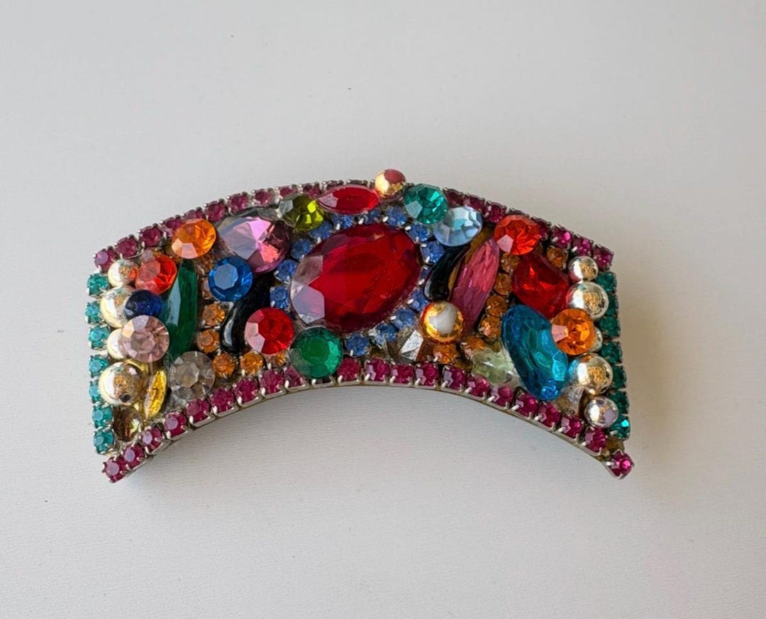 Vintage Handmade Bedazzled and Jeweled Hair Clip - Etsy