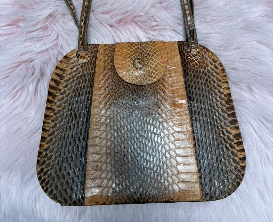 Vintage 1950's Genuine Snakeskin Leather Bag - Etsy