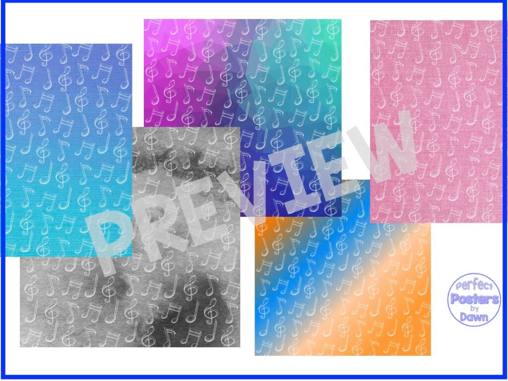 Music Note Digital Papers Wallpapers Backgrounds for Personal and ...