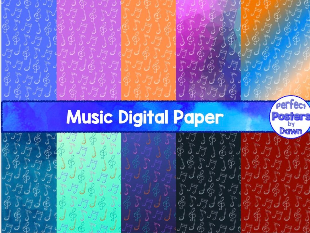 Music Note Digital Papers Wallpapers Backgrounds for Personal and ...