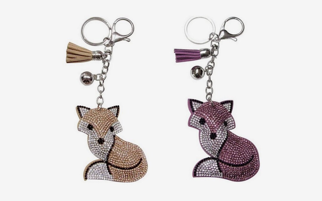 Jewel of Bag Crystal Rhinestone Fox Keyring With Carabiner. - Etsy